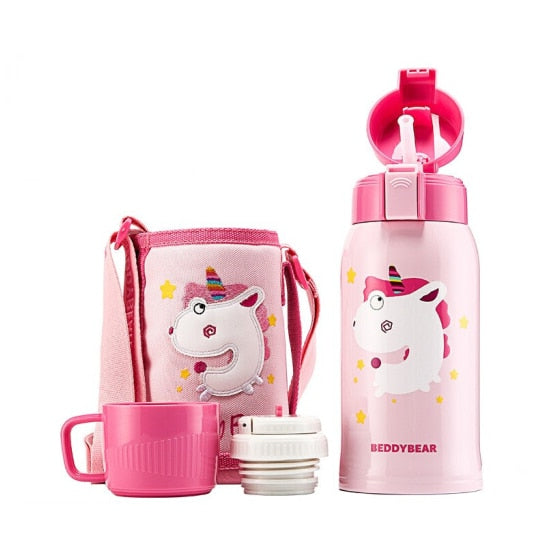Termos Copii Cu Husa, Pai si Cana, BeddyBear, Unicorn, 600 ml, Roz ...