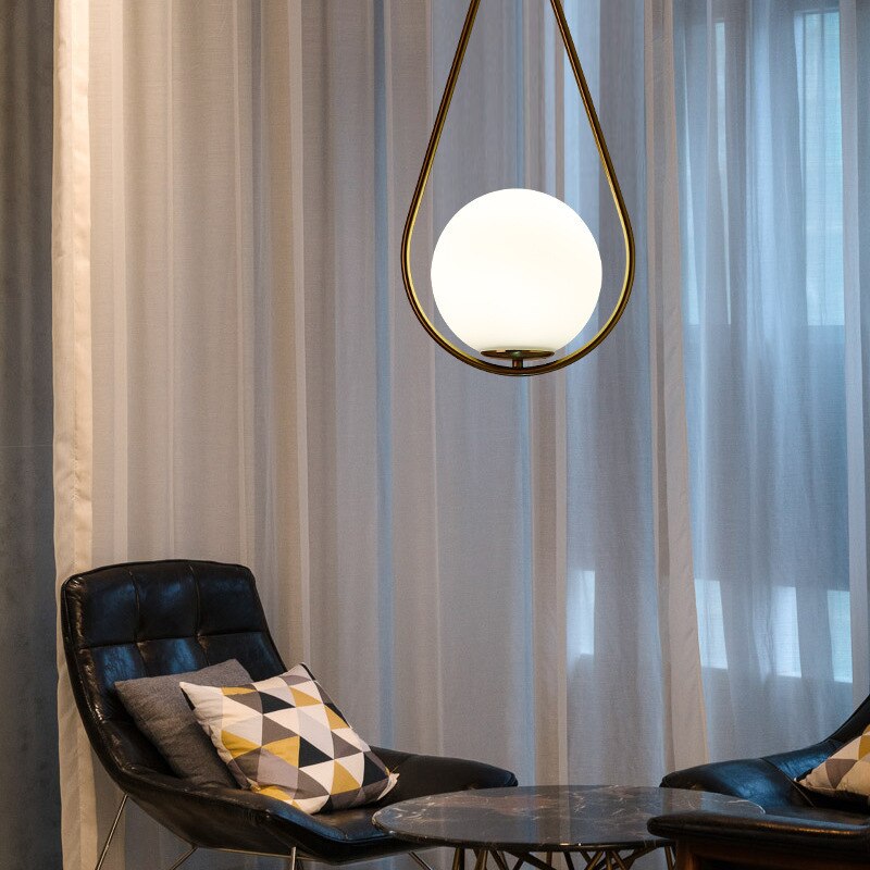 Pendul RFAN, Model ZM82, cu Abajur, 1 X E14, Inaltime Reglabila, Auriu ...